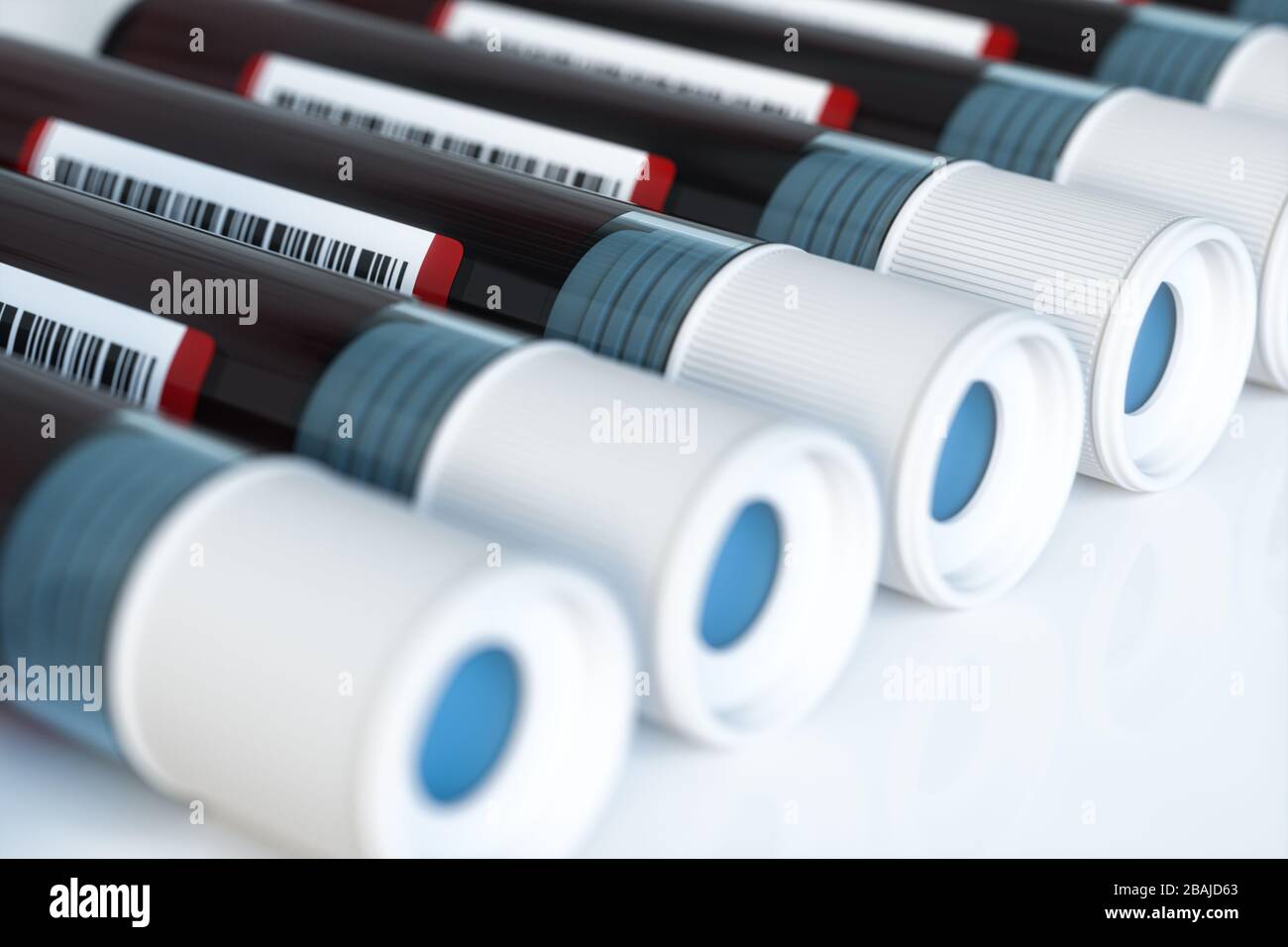Blood test tubes with laboratory, 3d rendering. Computer digital ...