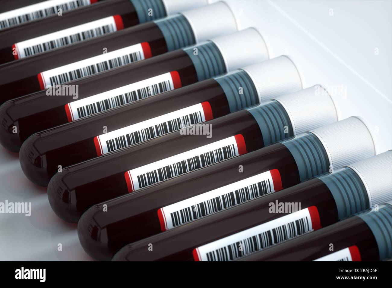 Blood test tubes with laboratory, 3d rendering. Computer digital ...