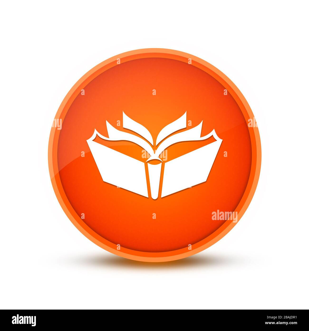 Book icon isolated on glassy orange round button abstract Stock Photo ...