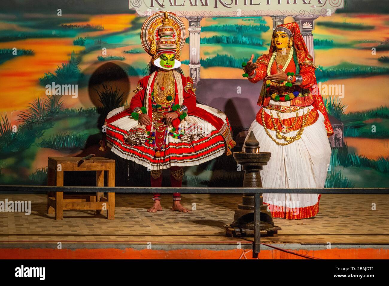 Chithirapuram, Kerala, India - March 28, 2018: Kathakali show in a ...