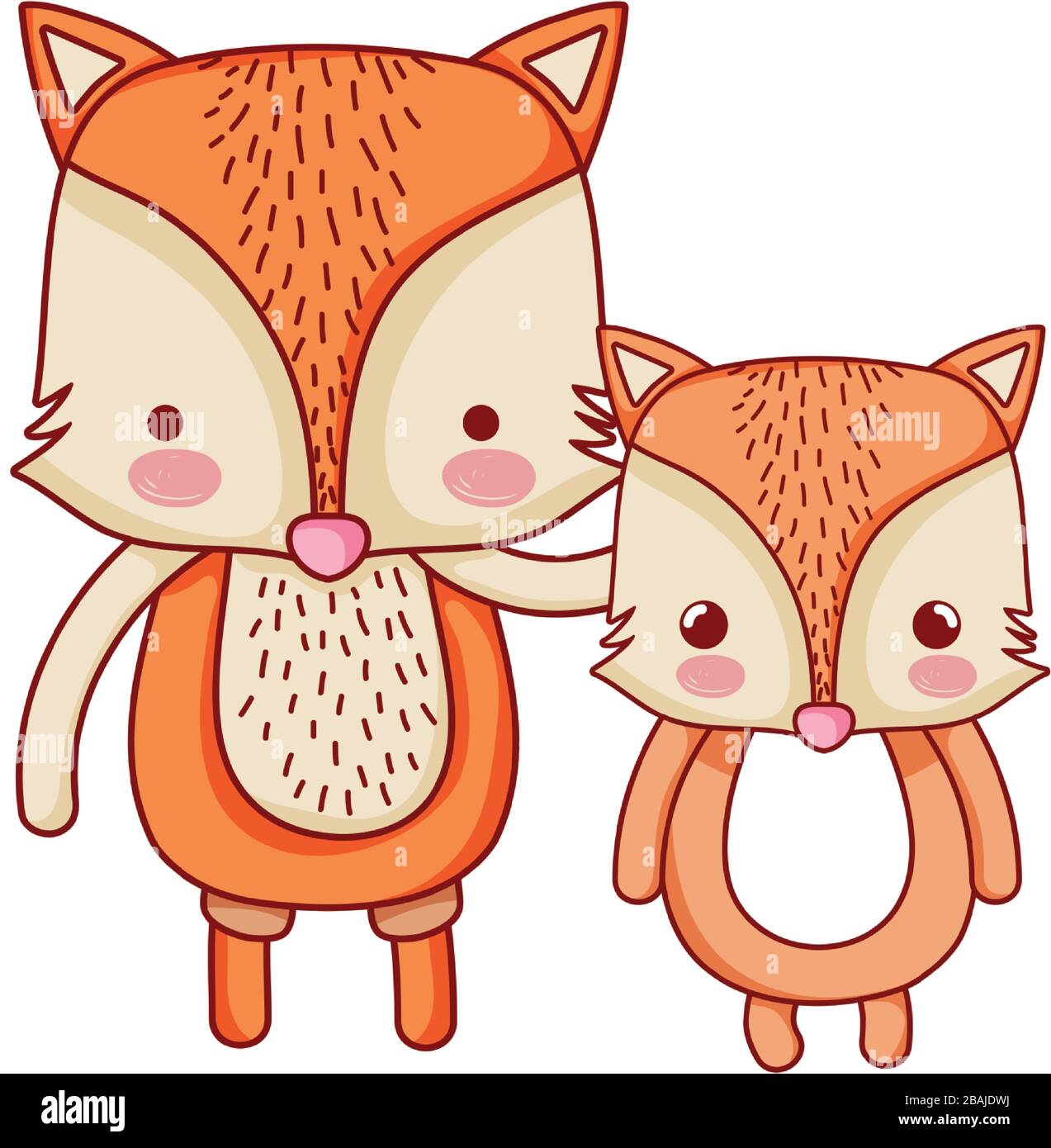 cute foxes family animal cartoon isolated icon design vector ...