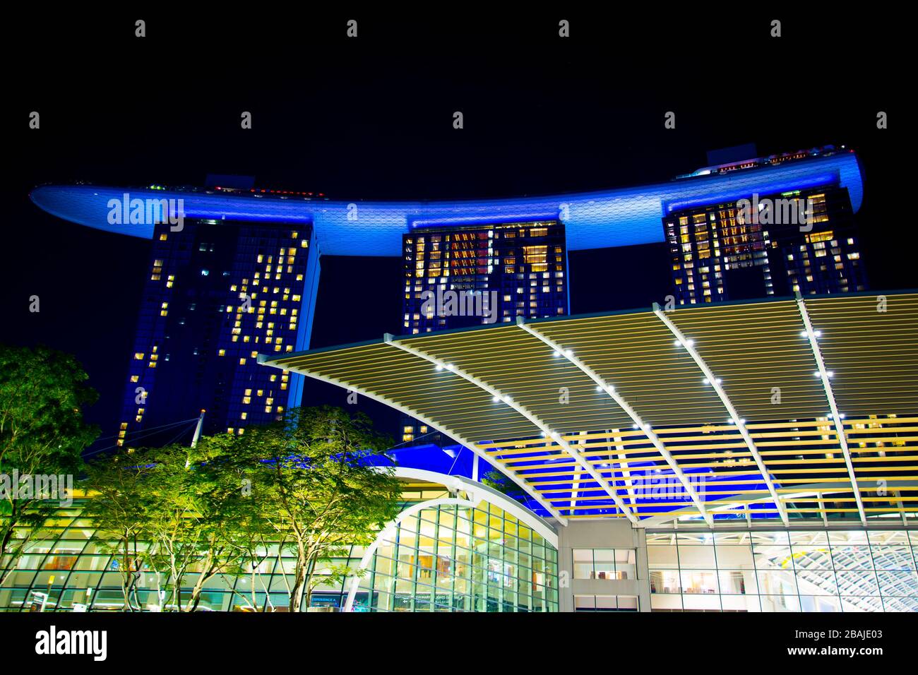 Singapore City, Singapore - April 10, 2019: Event Plaza with the Sands ...