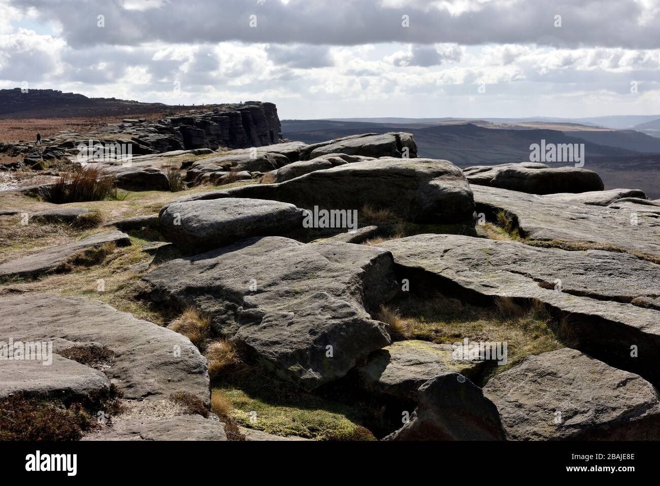 Stanage Edge, gritstone escarpment,Hathersage,Peak district national ...