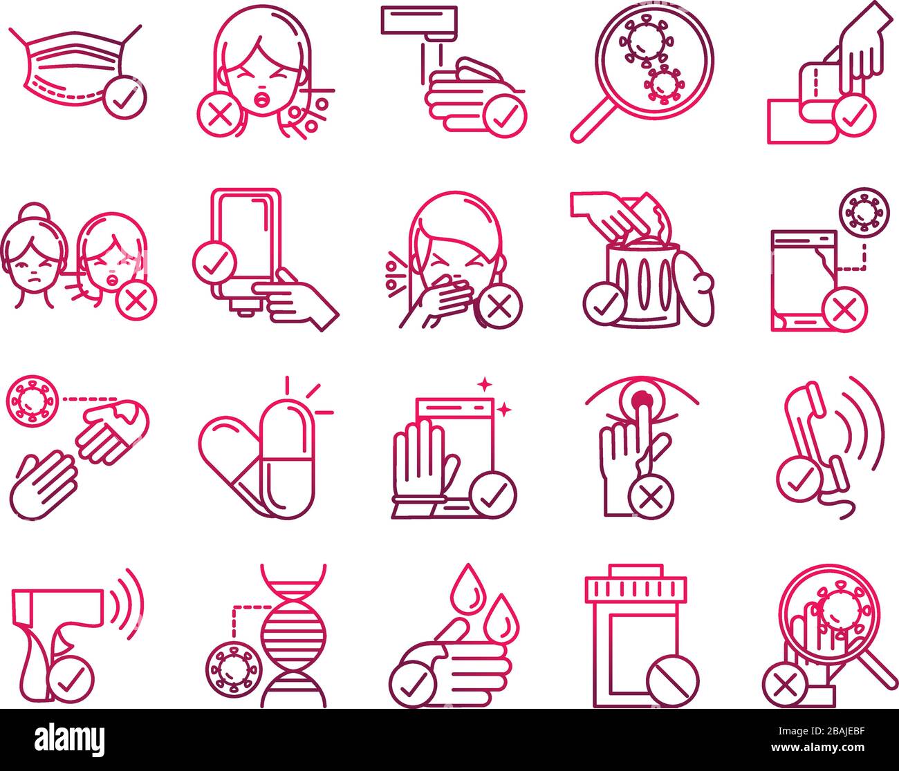 do and donts prevent spread of covid19 icons vector illustration ...