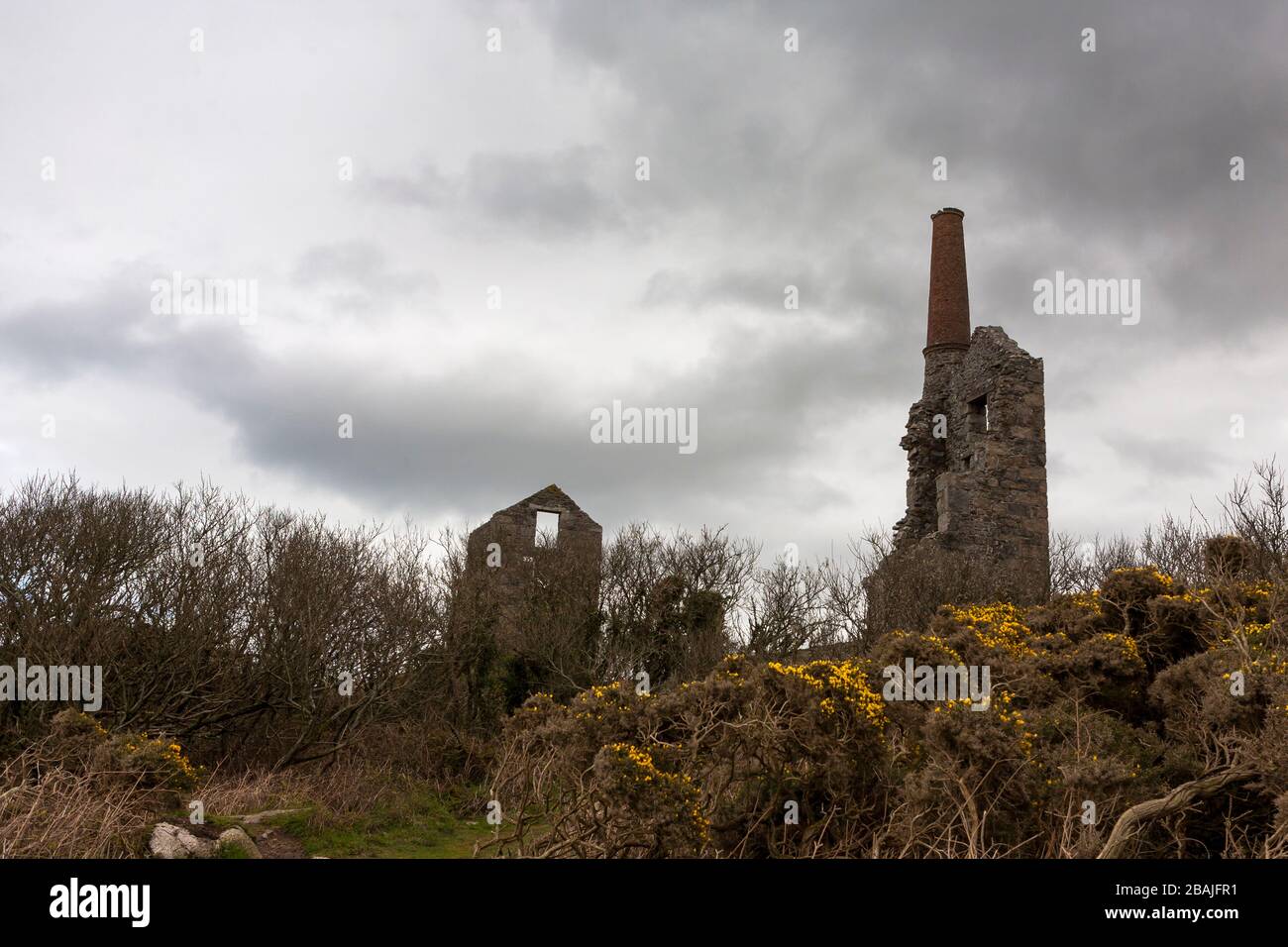 Carn Galver Mine engine houses, Penwith Peninsula, Cornwall, UK Stock ...