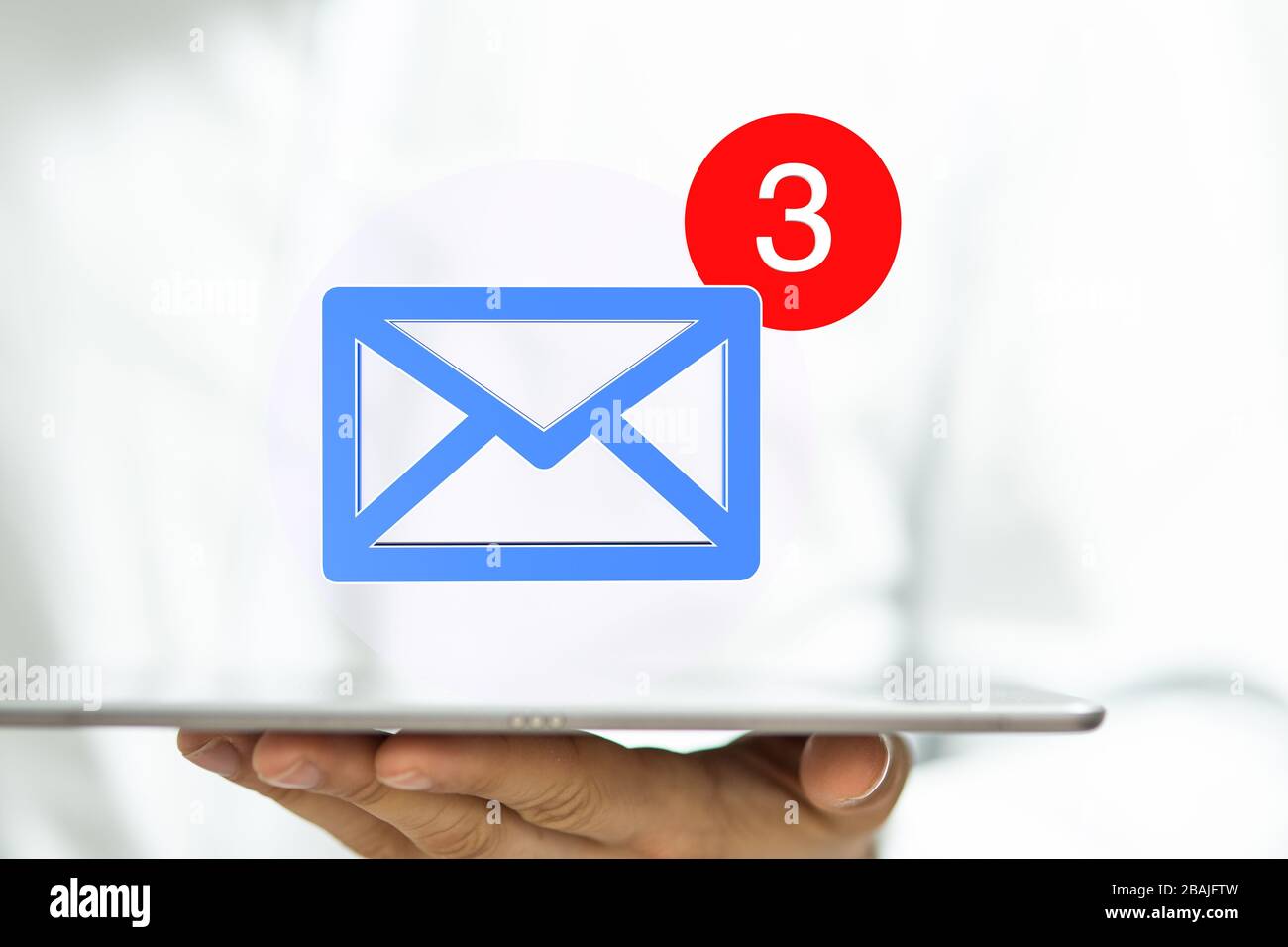 A Hand with an email icon 3d Stock Photo - Alamy