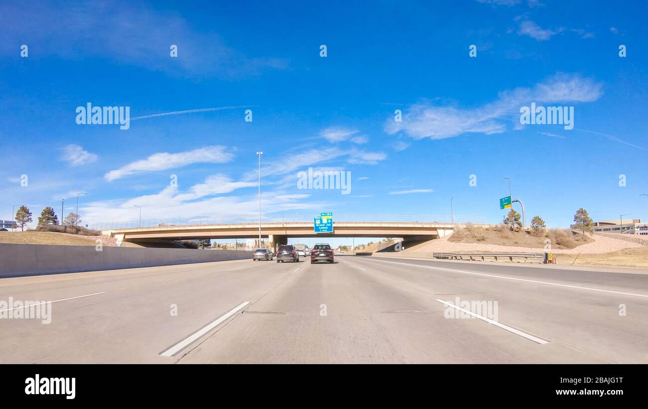 Driving on an interstate highway in suburban America Stock Photo - Alamy
