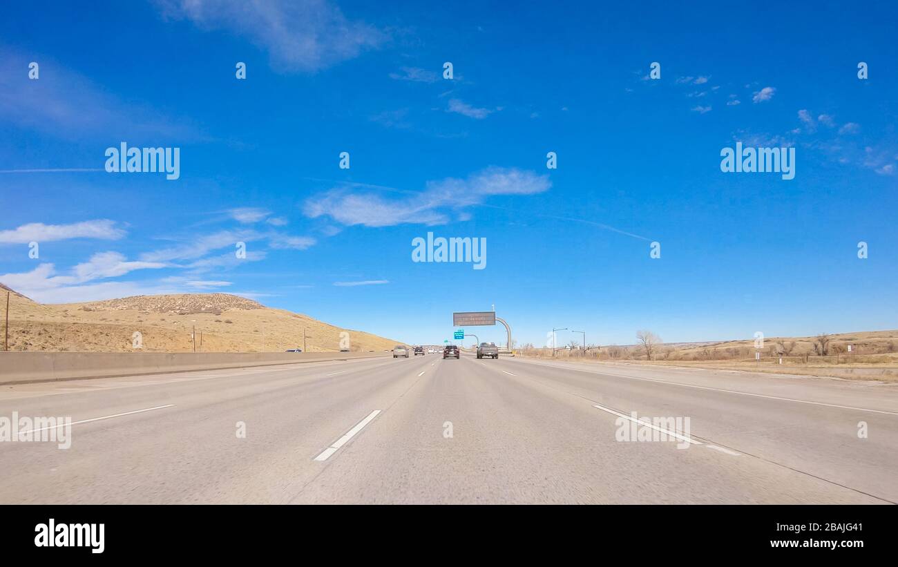 Driving on an interstate highway in suburban America Stock Photo - Alamy