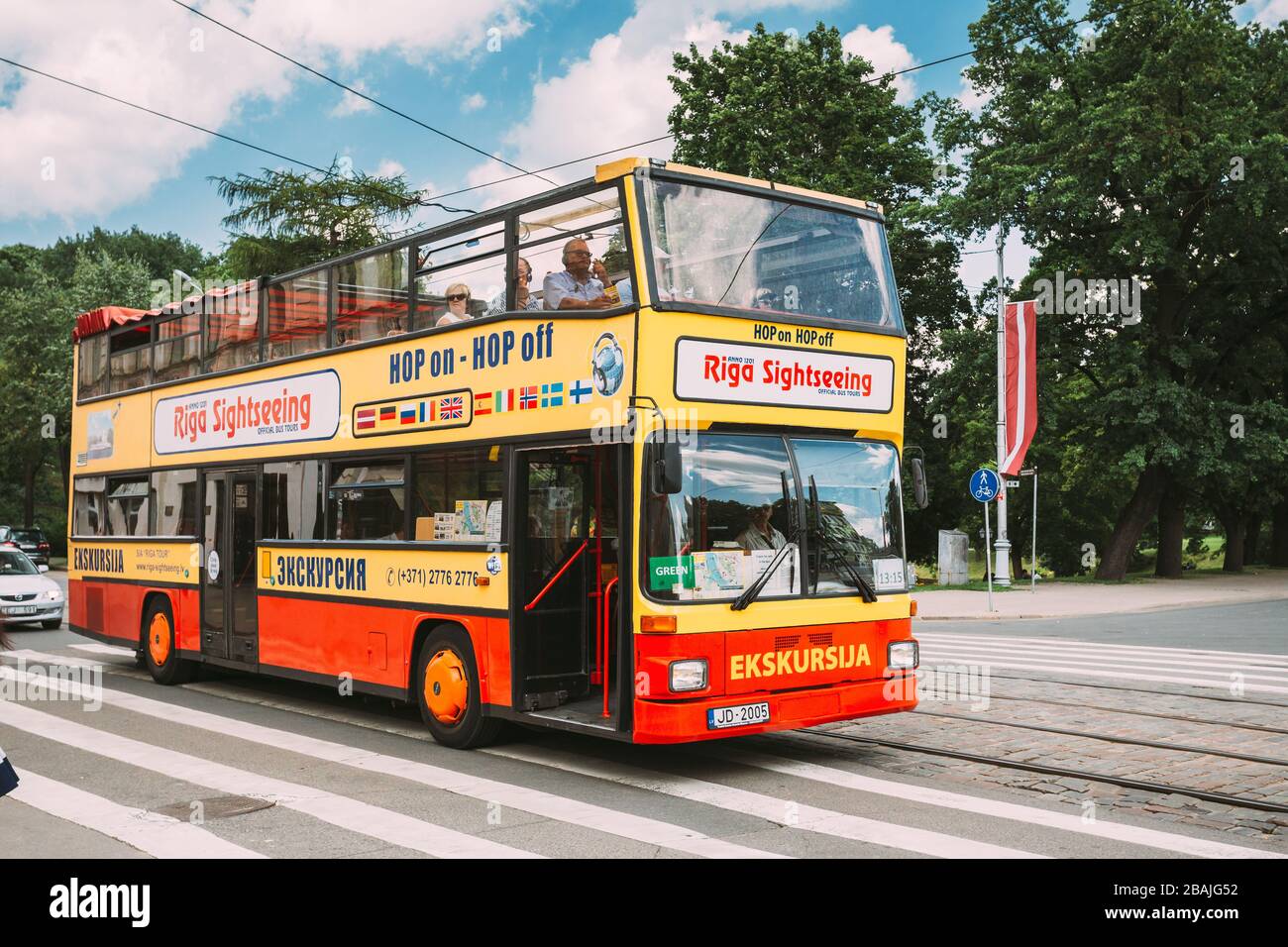 Riga, Latvia - July 2, 2016: Touristic Bus For Sightseeing In Street ...
