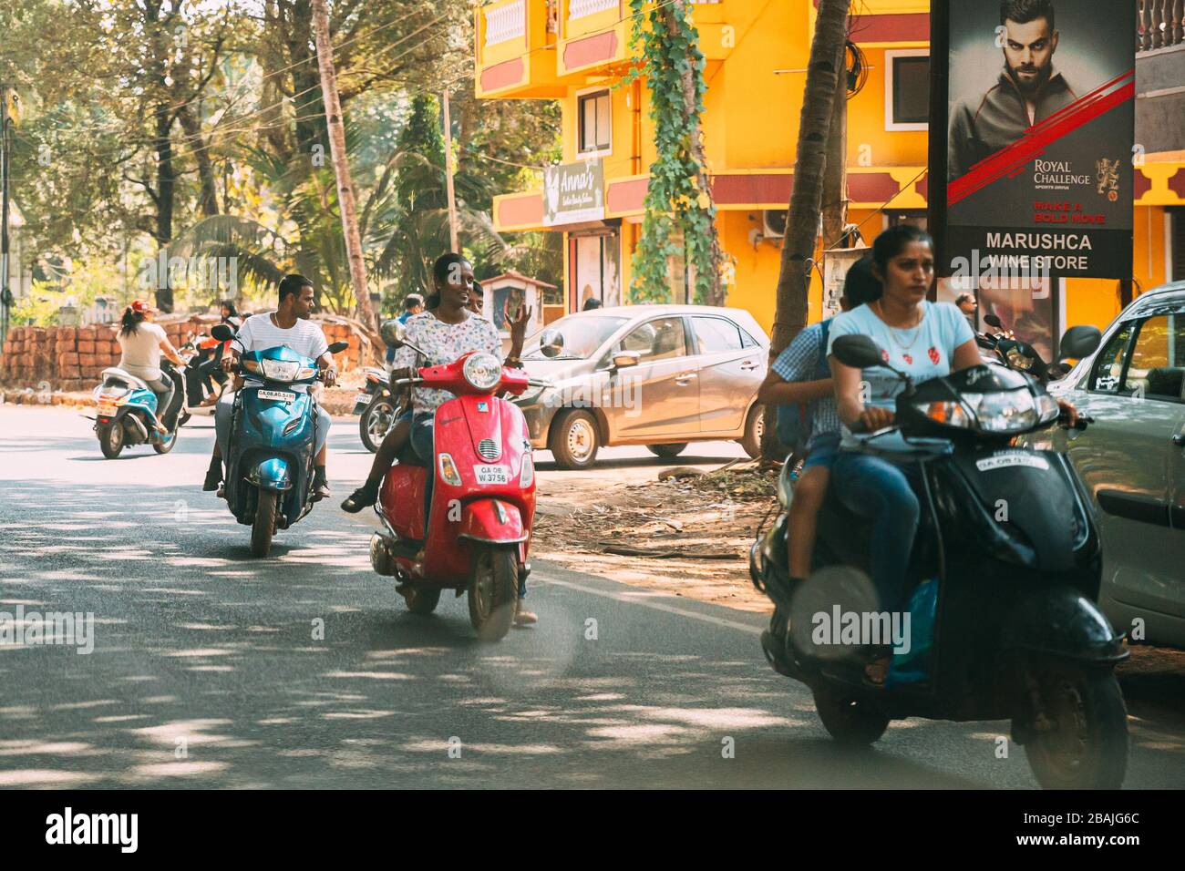 Indian woman on motorbike hi-res stock photography and images - Alamy