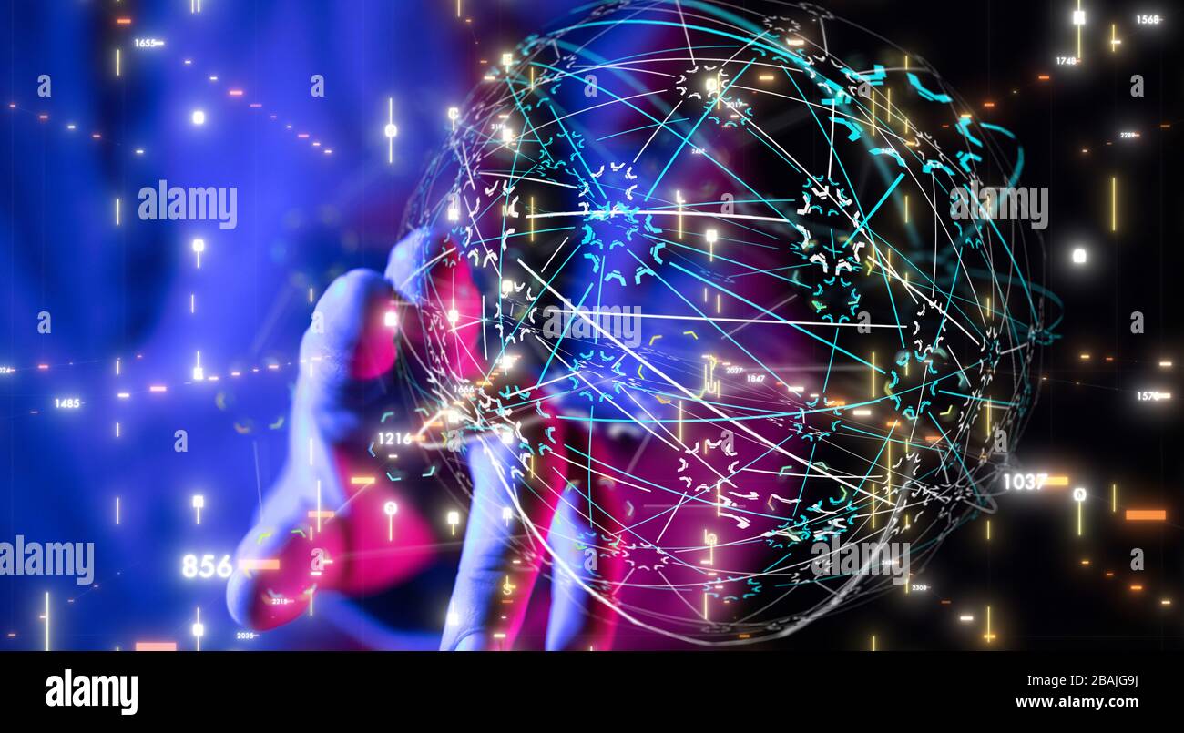 A Big data visualization. Network connection structure Stock Photo - Alamy