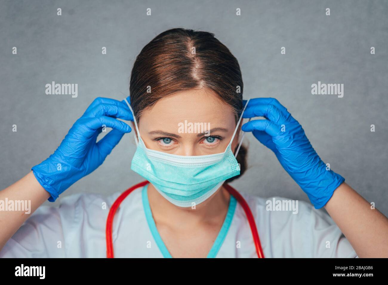 Protection against contagious disease, coronavirus. Female doctor ...