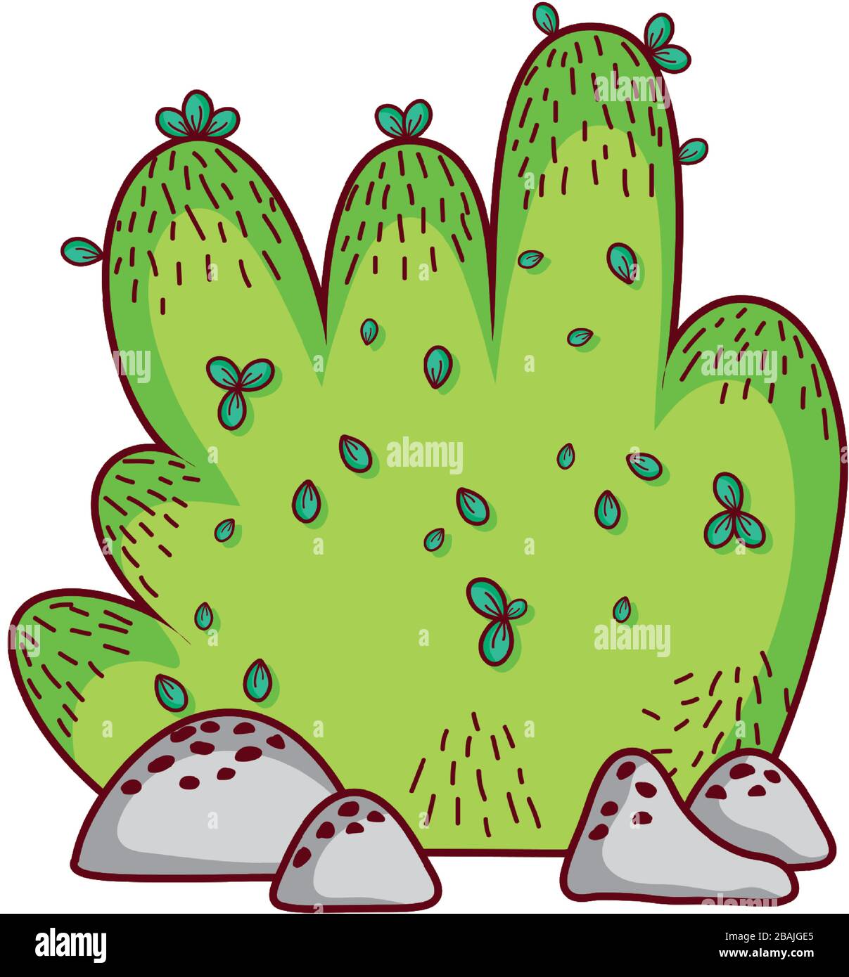 bush vegetation rocks botanical cartoon isolated icon design vector ...