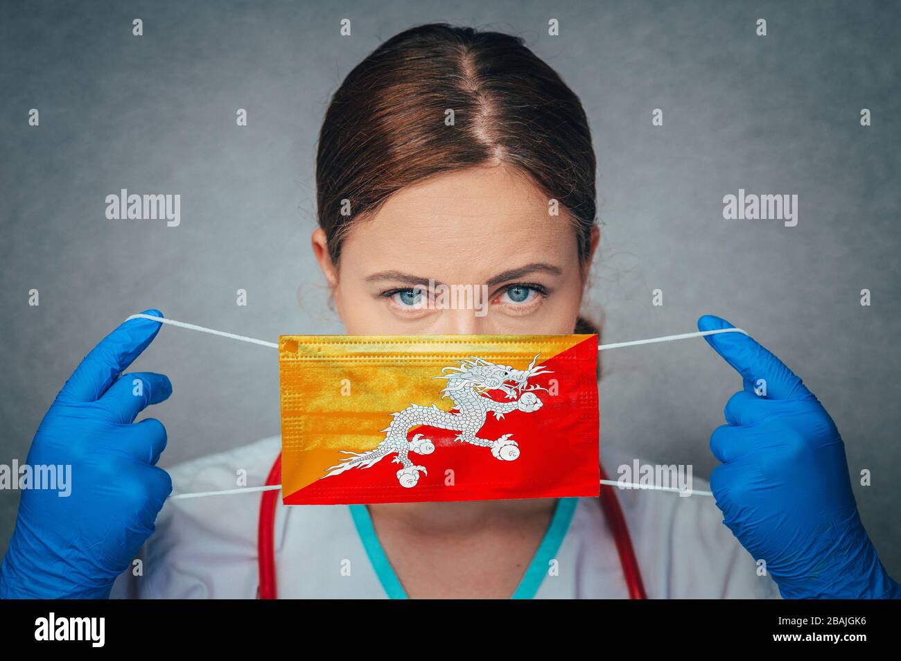 Medical mask bhutan flag hi-res stock photography and images - Alamy
