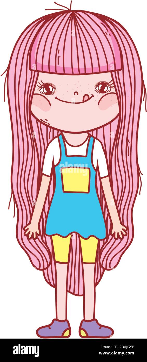 cute little girl standing cartoon character isolated icon design vector ...