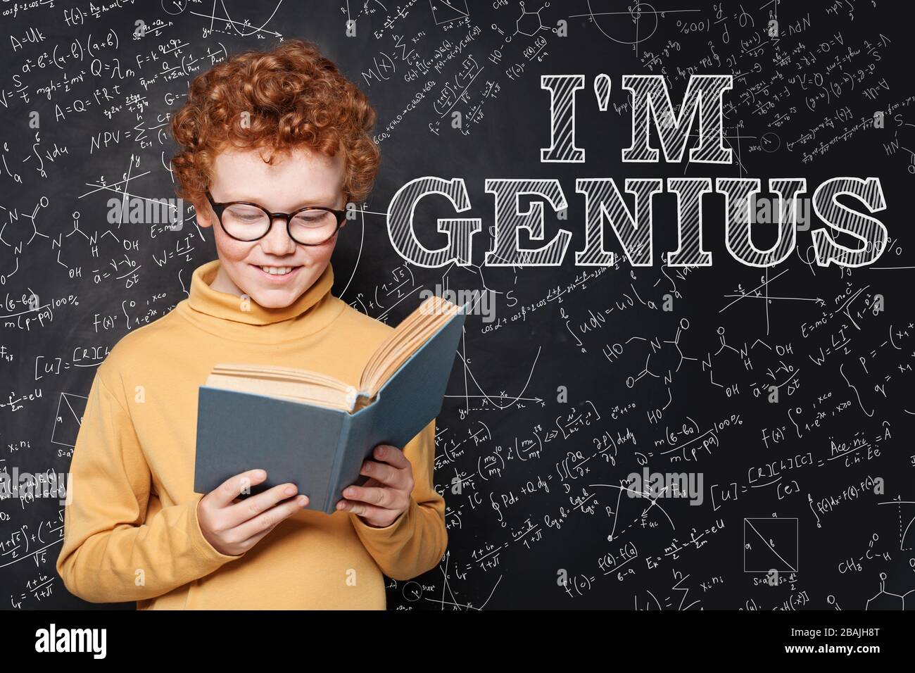 Smart child studying at home. Distance learning concept Stock Photo - Alamy