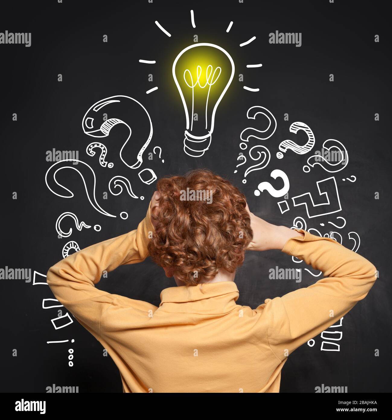 Distance learning problem. Kid child student and question marks Stock ...