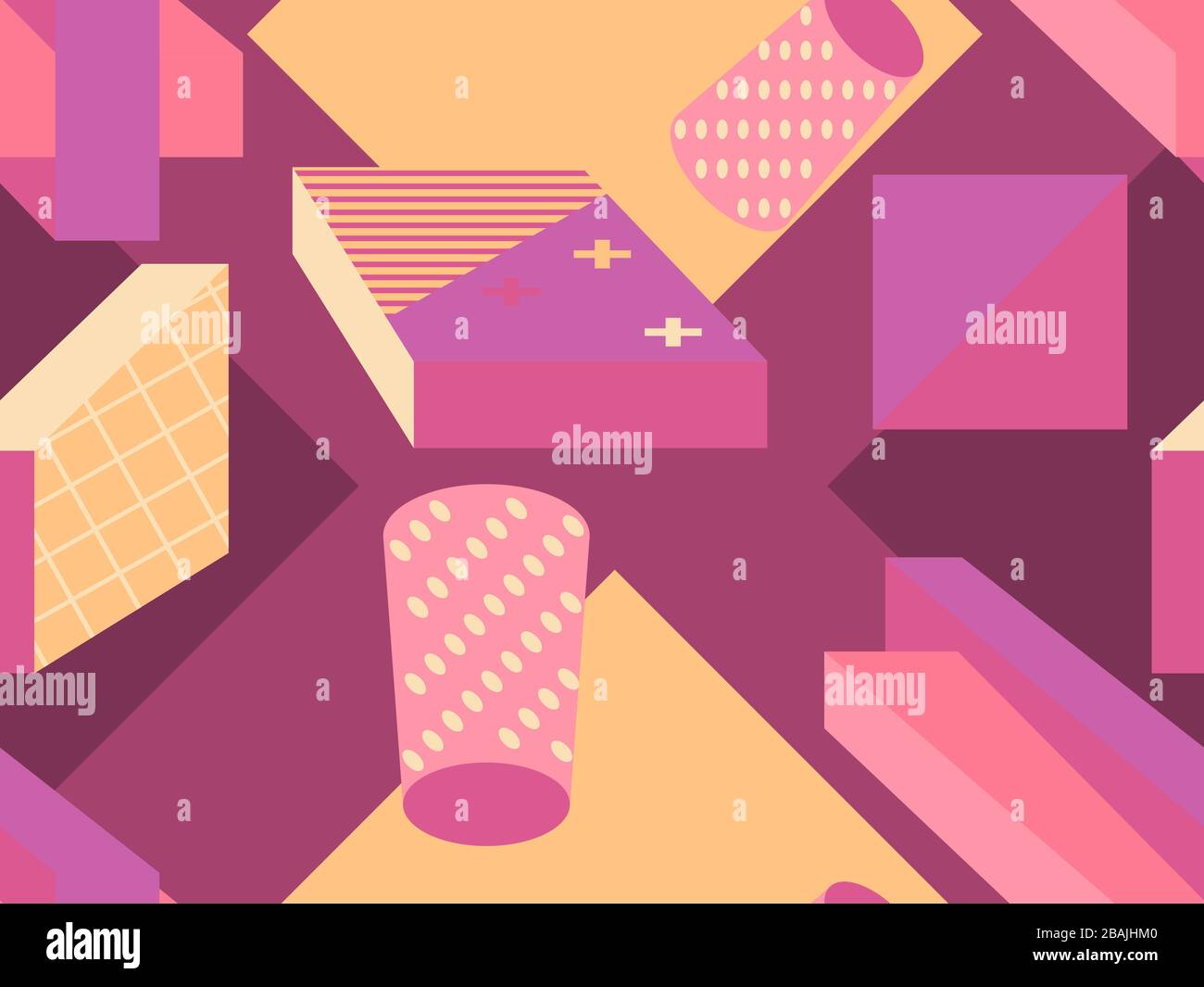 Memphis seamless pattern with geometric shapes in the style of the 80s ...