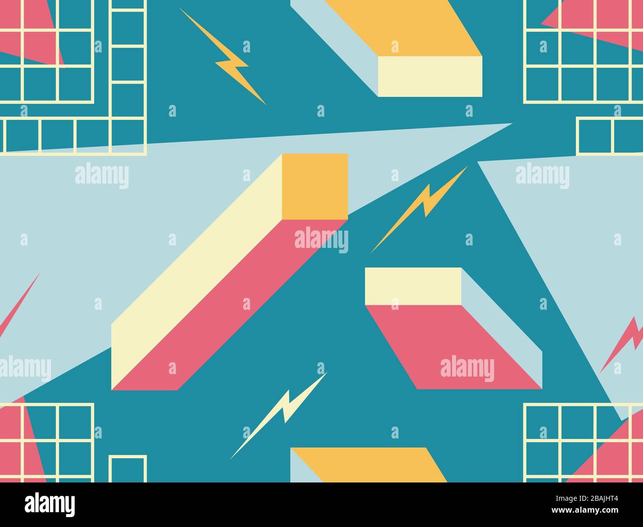 Memphis seamless pattern with geometric shapes in the style of the 80s ...