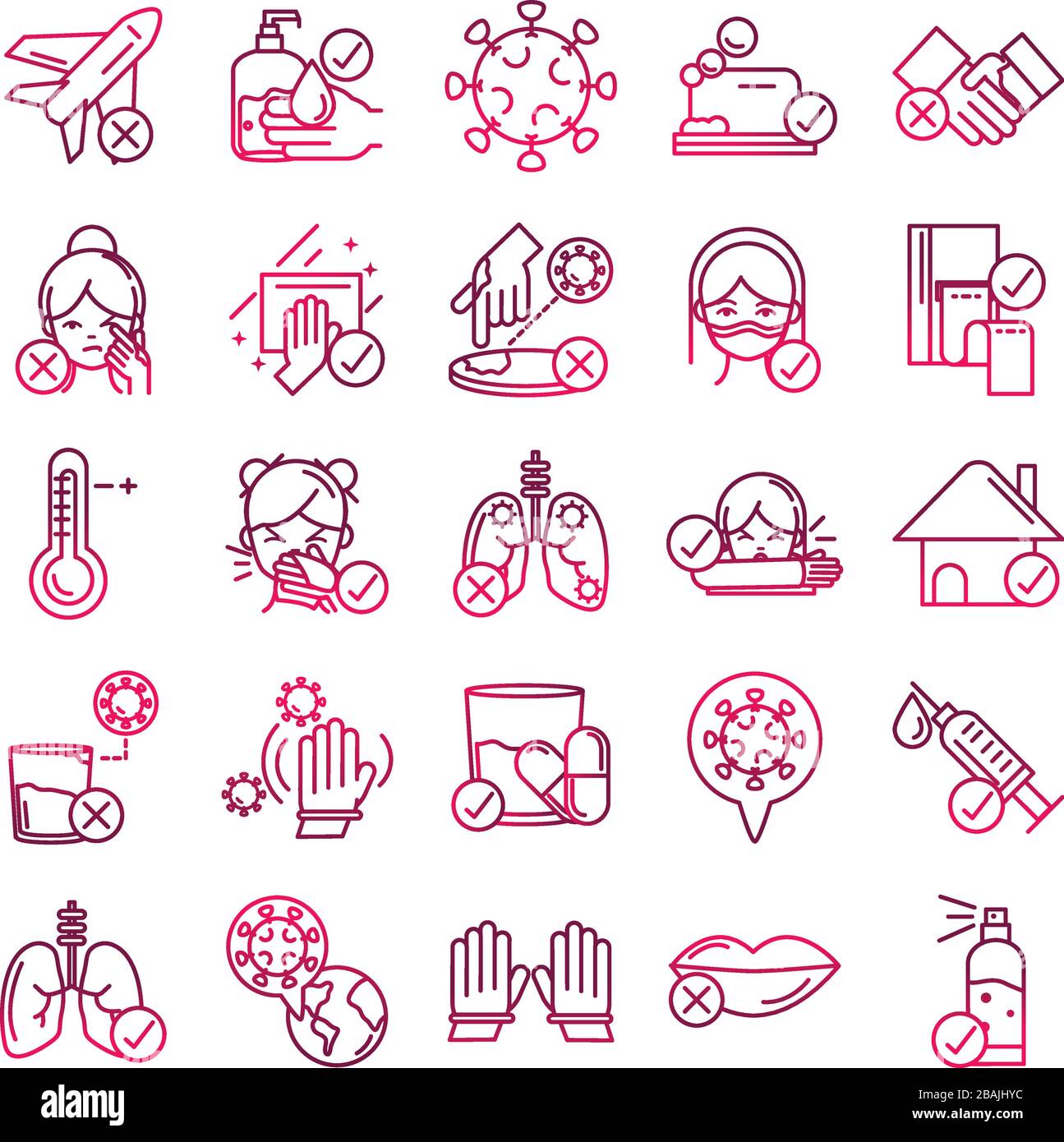 do and donts prevent spread of covid19 icons vector illustration ...
