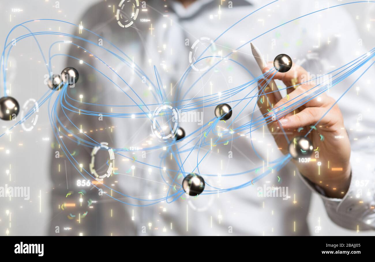 A Big data visualization. Network connection structure Stock Photo - Alamy