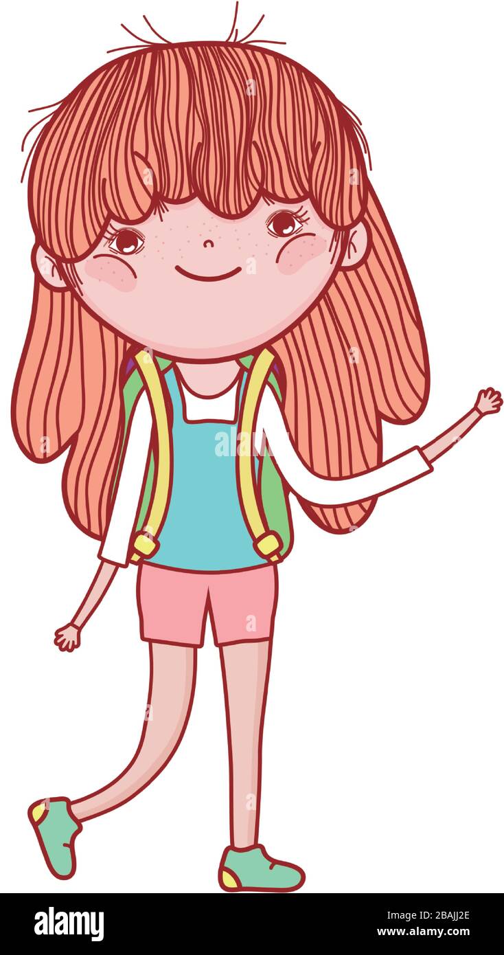 cute little girl standing cartoon character isolated icon design vector ...