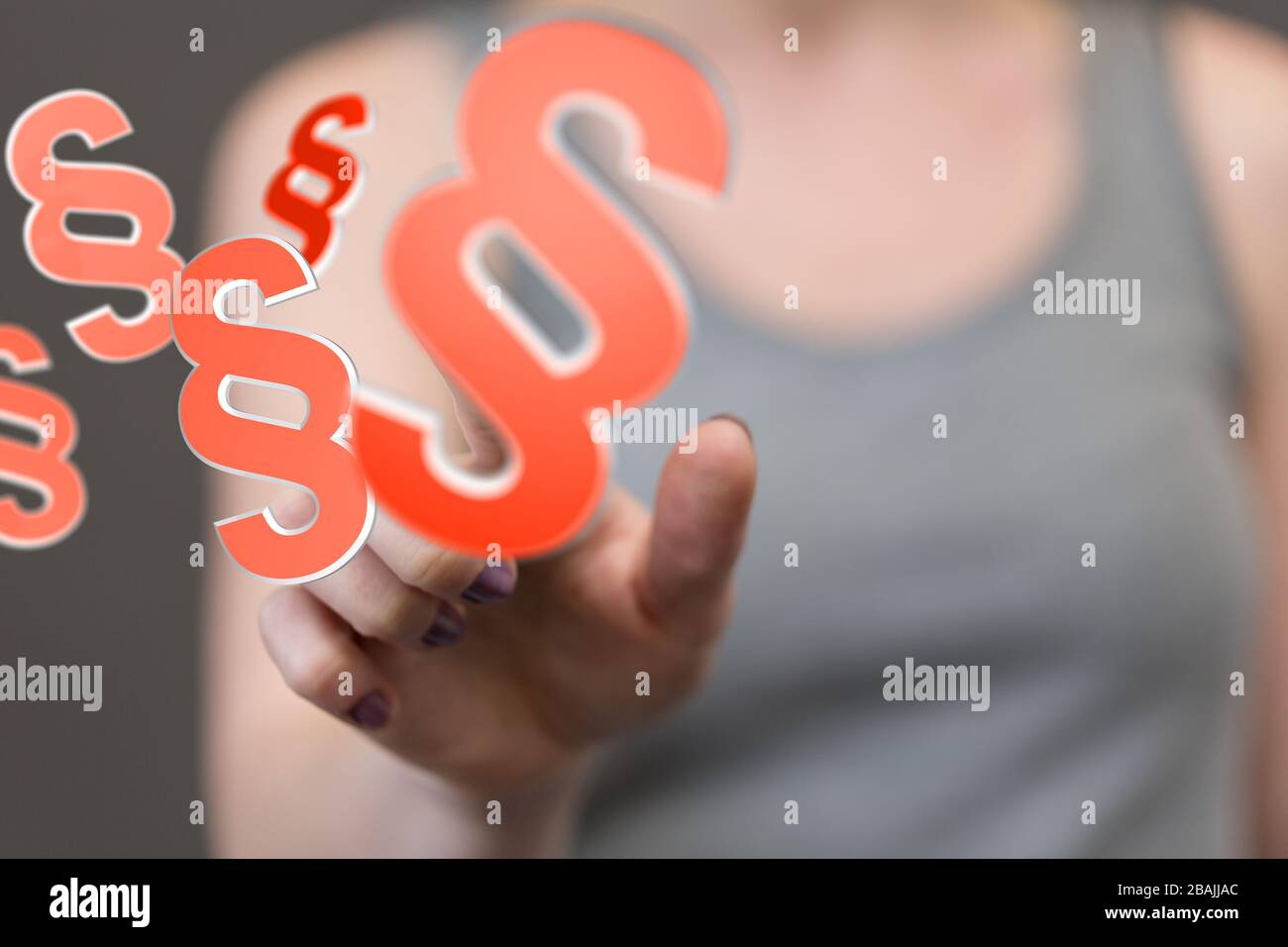 A paragraph law sign digital in hand 3d Stock Photo - Alamy