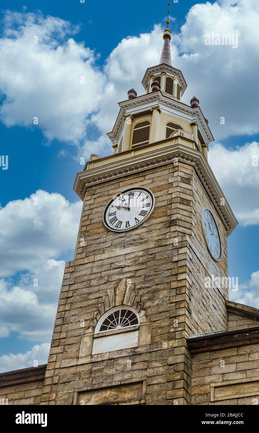 Stone Clock Tower in Portland Stock Photo - Alamy