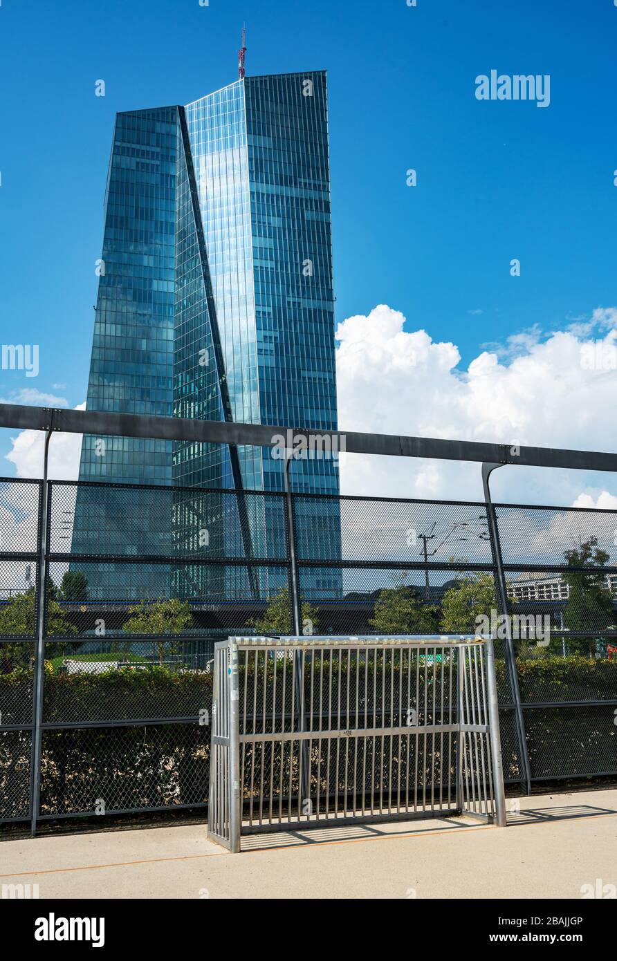 the skyscraper of the european central bank on the main bank in ...