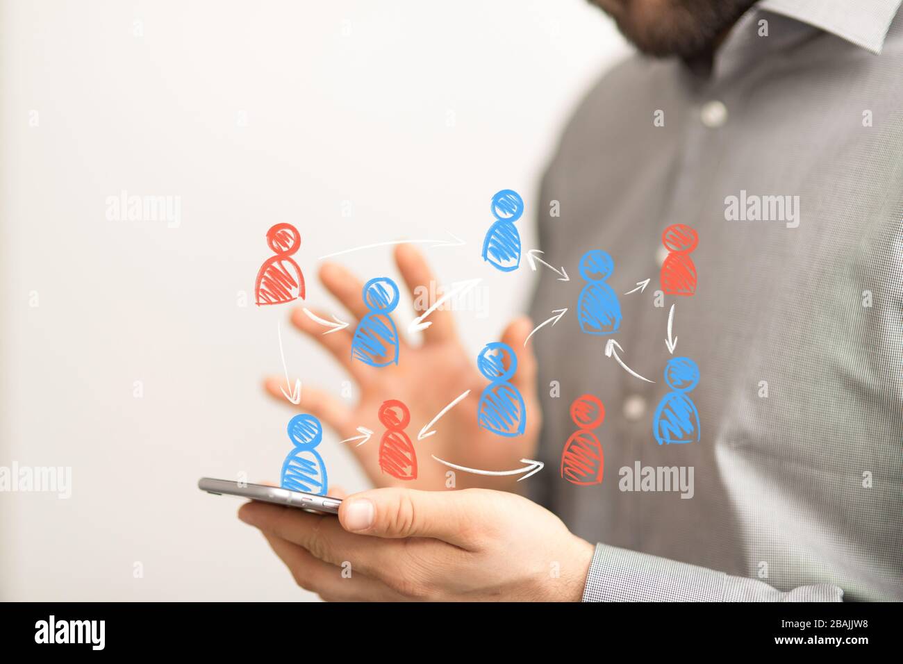 A Social Networking illustration team group digital Stock Photo - Alamy