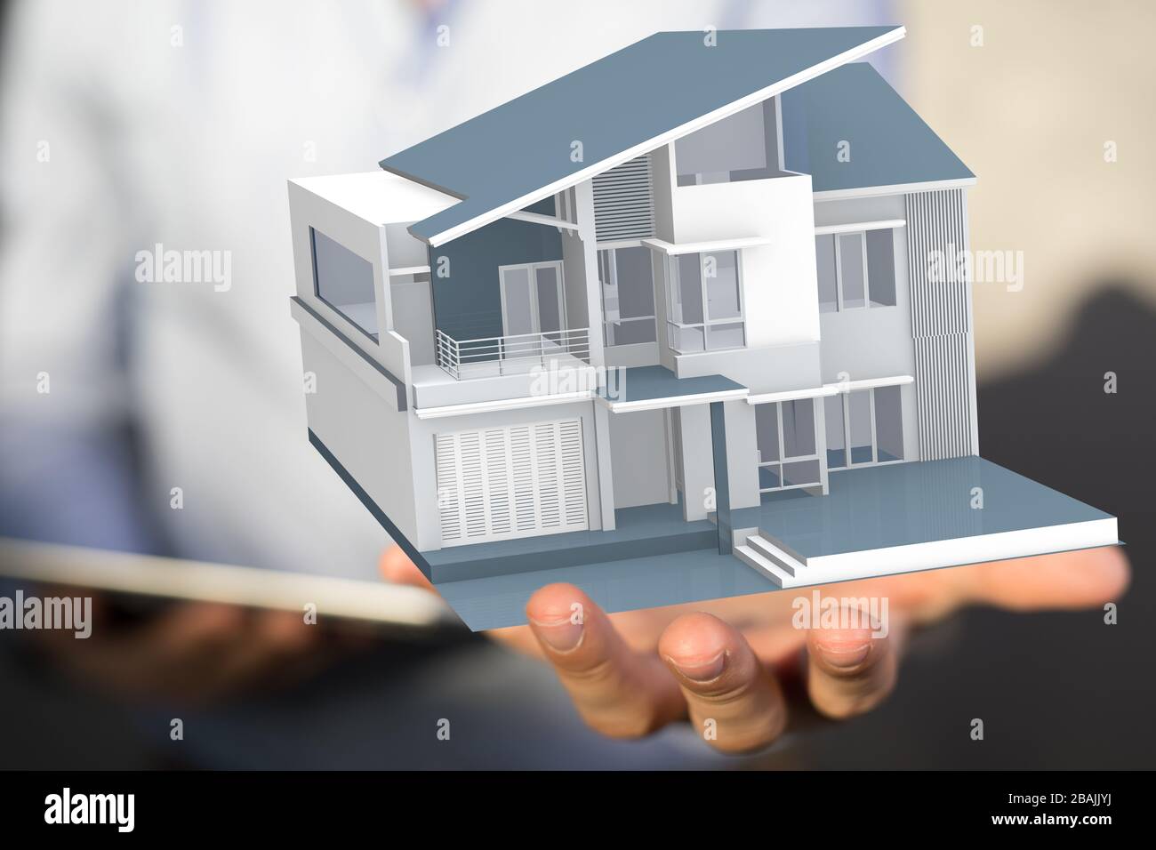 A House, Residential Structure, Human Hand. concept Stock Photo - Alamy