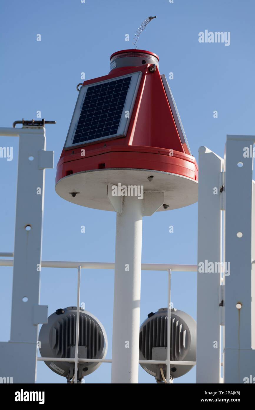 Solar powered harbor light,Netherlands Stock Photo - Alamy