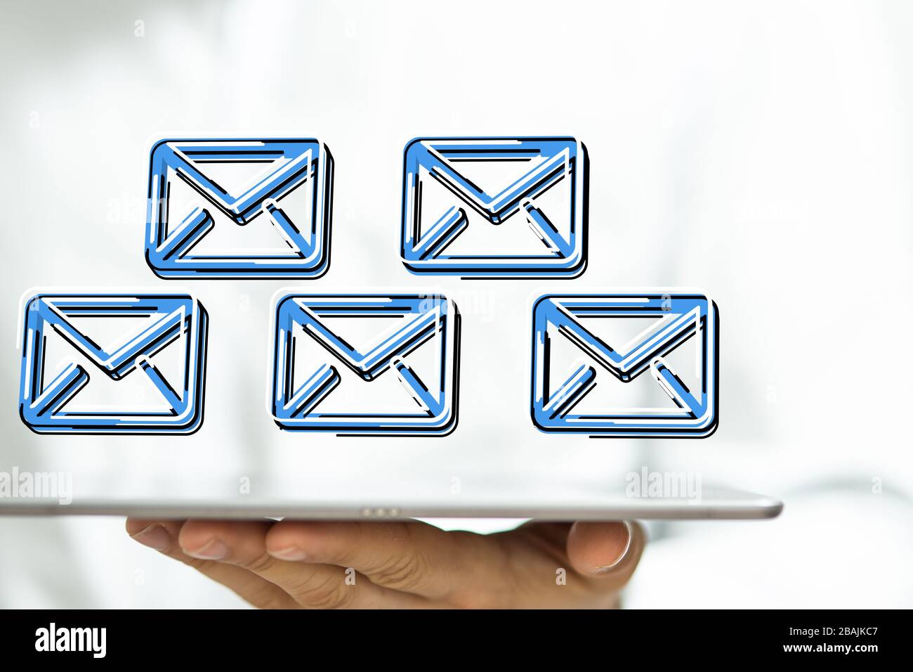 A Hand with an email icon 3d Stock Photo - Alamy