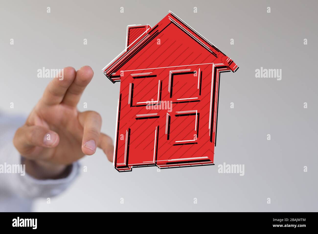 A House, Residential Structure, Human Hand. concept Stock Photo - Alamy