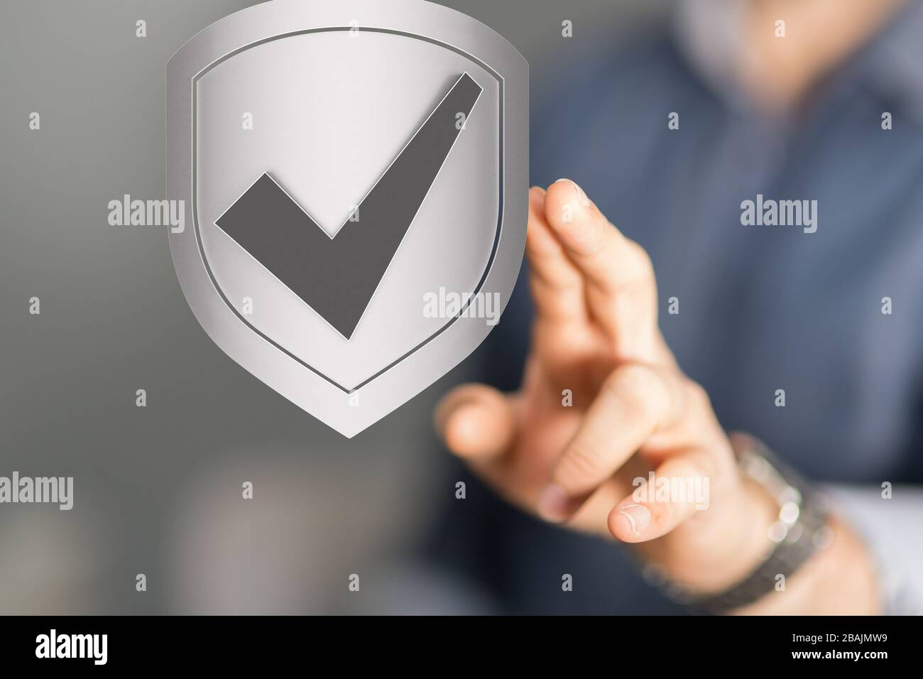 A holding protection shield 3d attack Stock Photo - Alamy