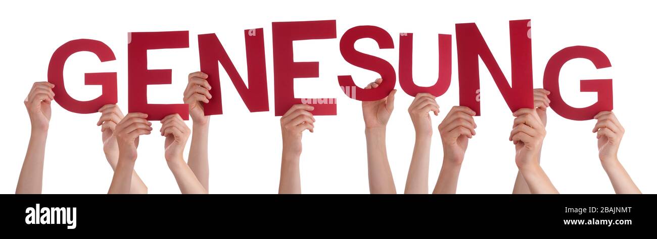 People Hands Holding Word Genesung Means Recovery, Isolated Background ...