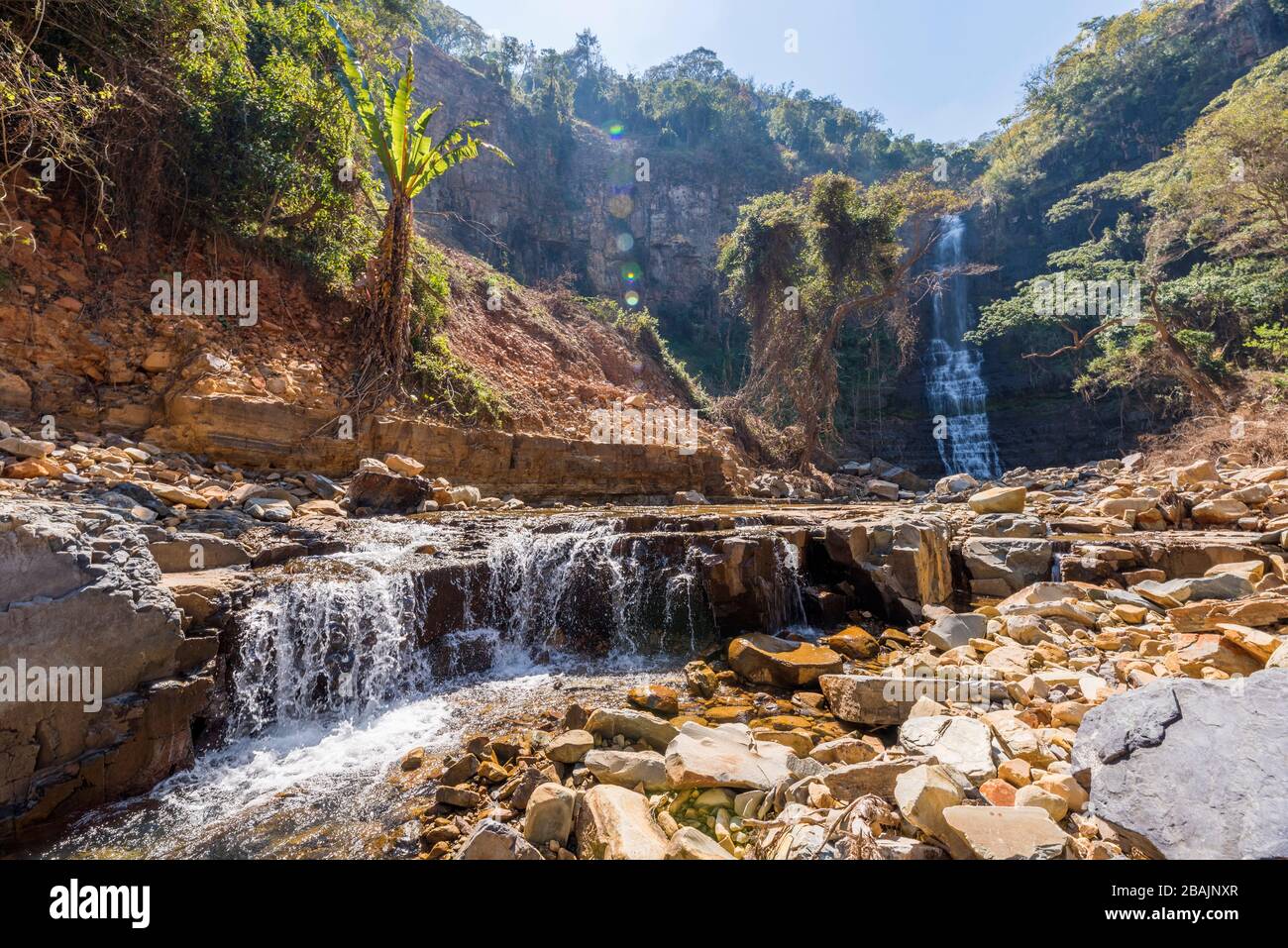 Damage caused by Cyclone Idai seen at Bridal Veil Falls, Chimanimani ...