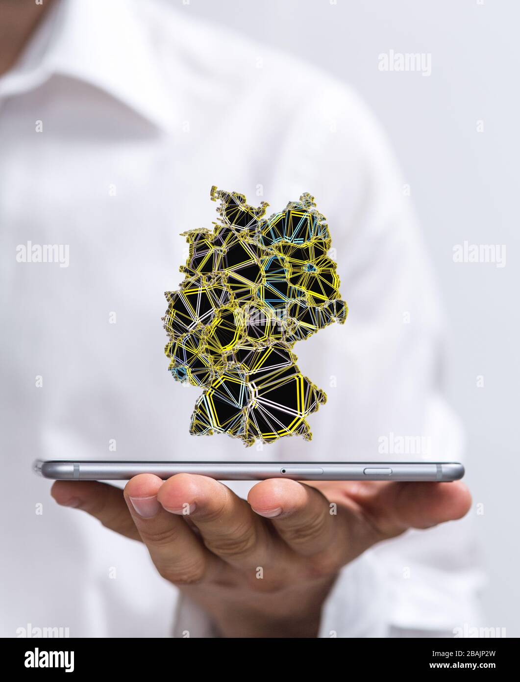 A 3D map of Germany. Map of Germany land border with flag. Germany map ...