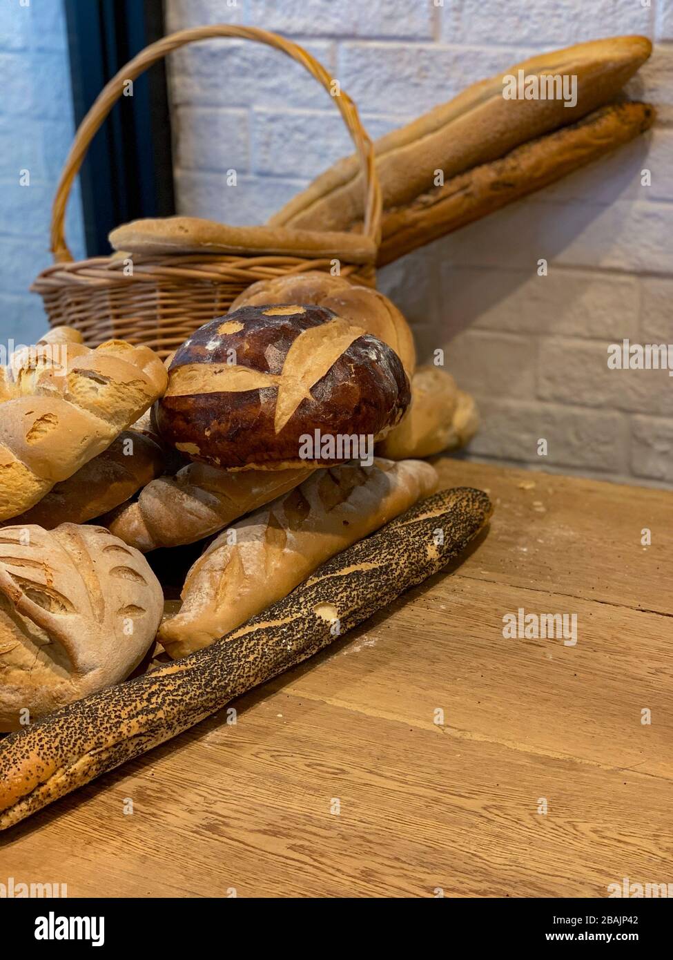 Racks of freshly baked bread, Panama, Central America Stock Photo - Alamy