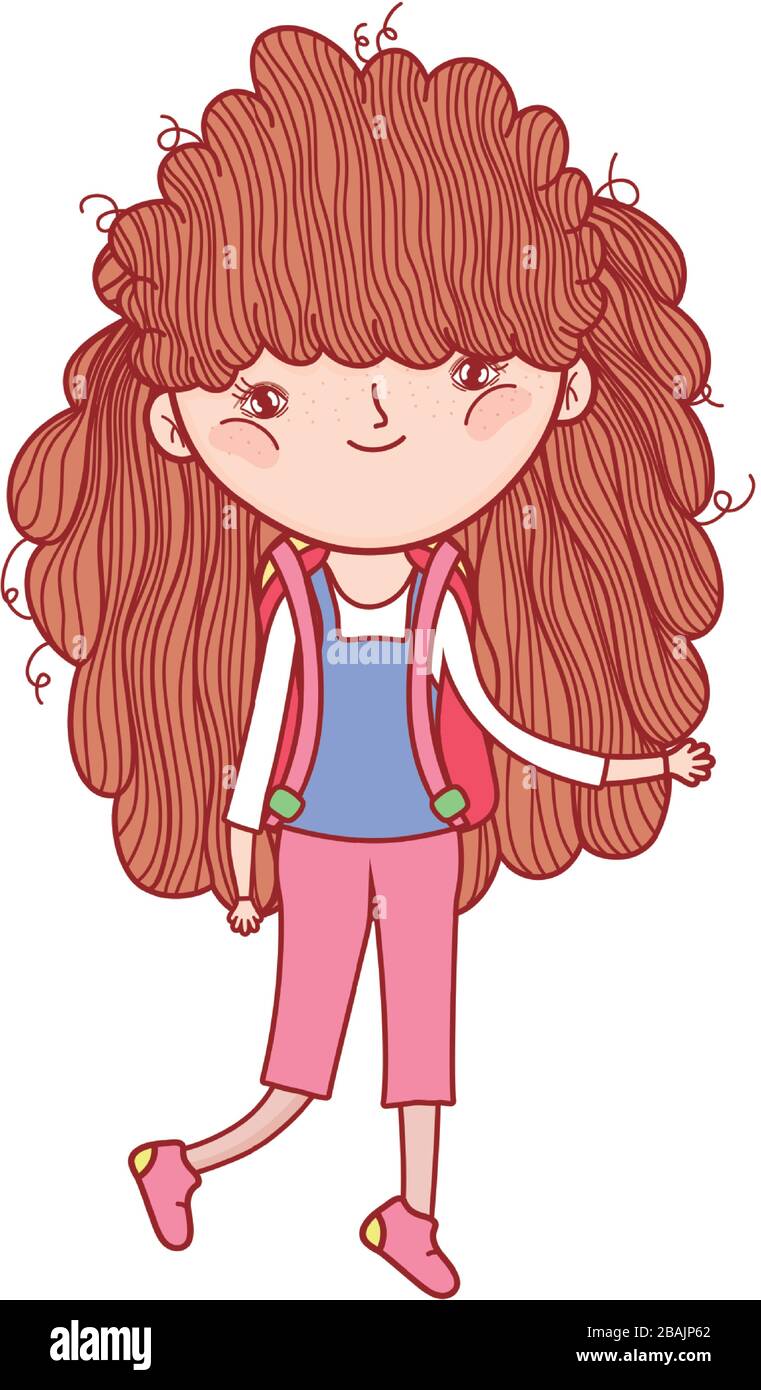 cute little girl standing cartoon character isolated icon design vector ...