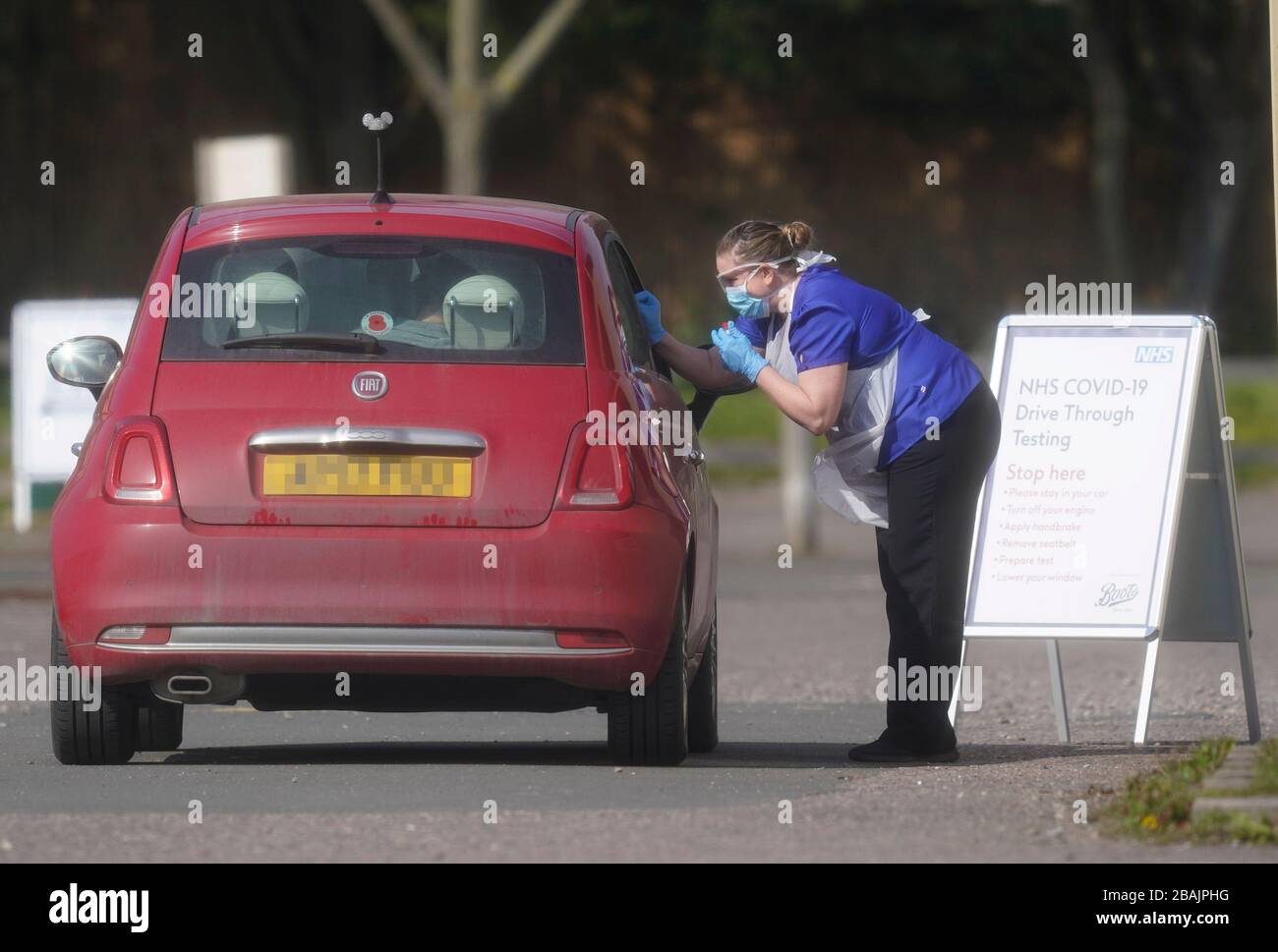 NUMBER PLATE PIXELATED BY PA PICTURE DESK An NHS worker being tested ...