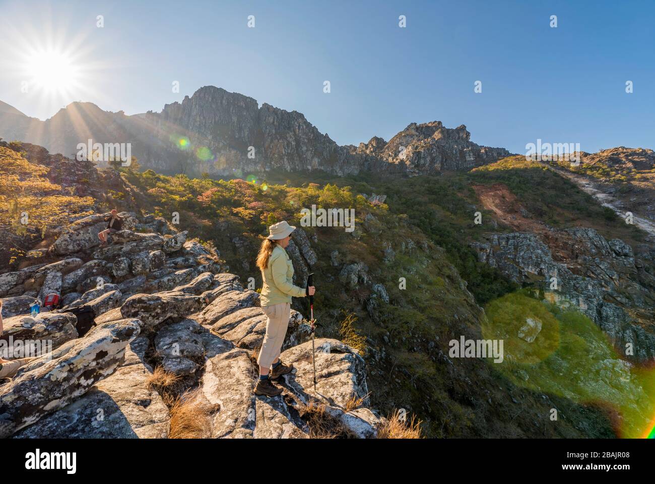 Hikers climb the Chimanimani Mountains in Zimbabwe's Chimanimani ...