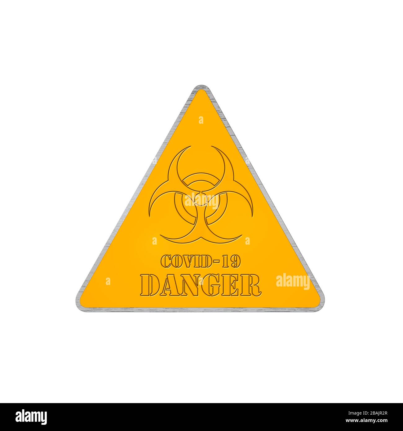 Coronavirus Biohazard Danger Road Sign. Covid-19 Warning 3D Render ...