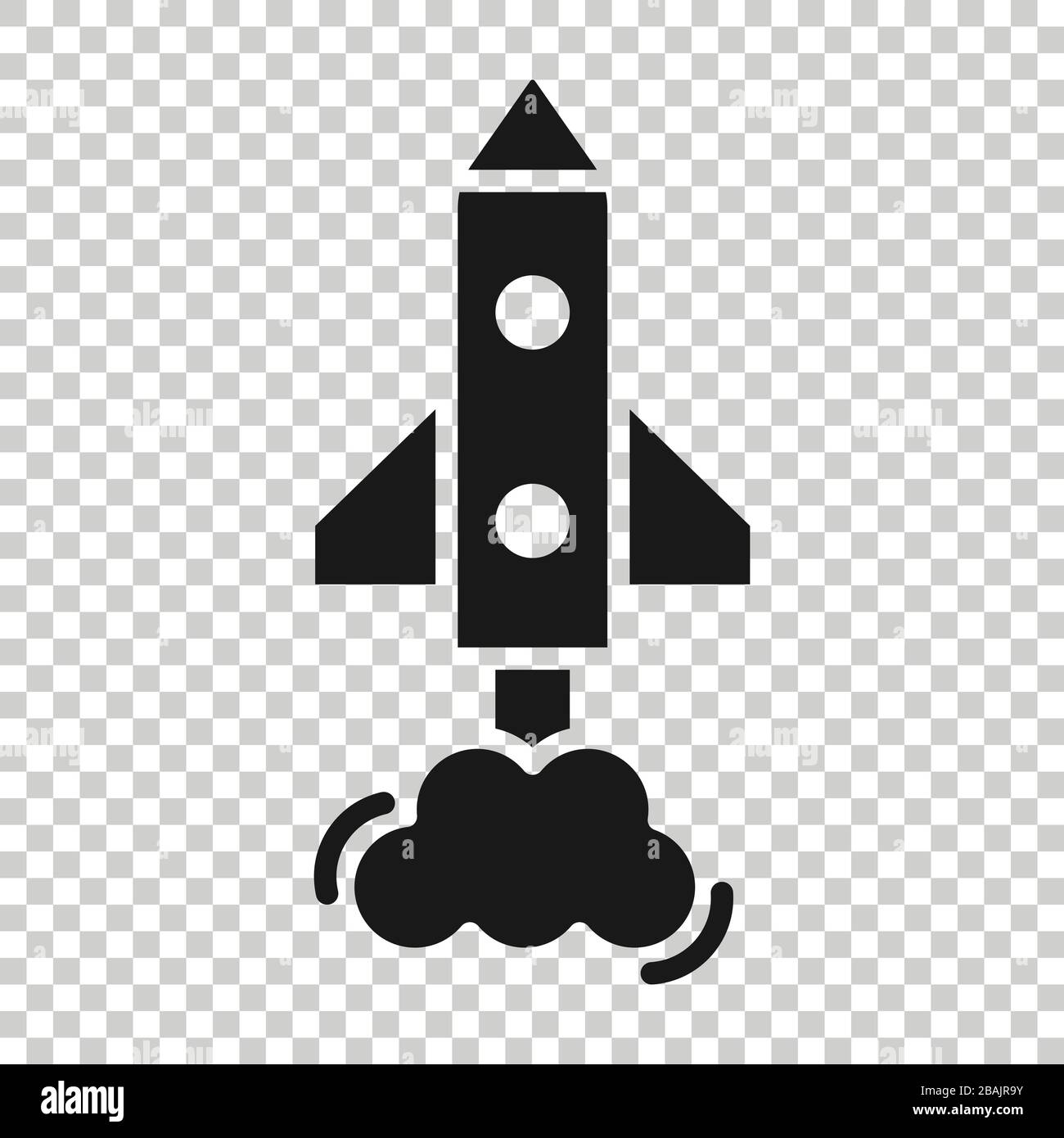 Rocket icon in flat style. Spaceship launch vector illustration on ...