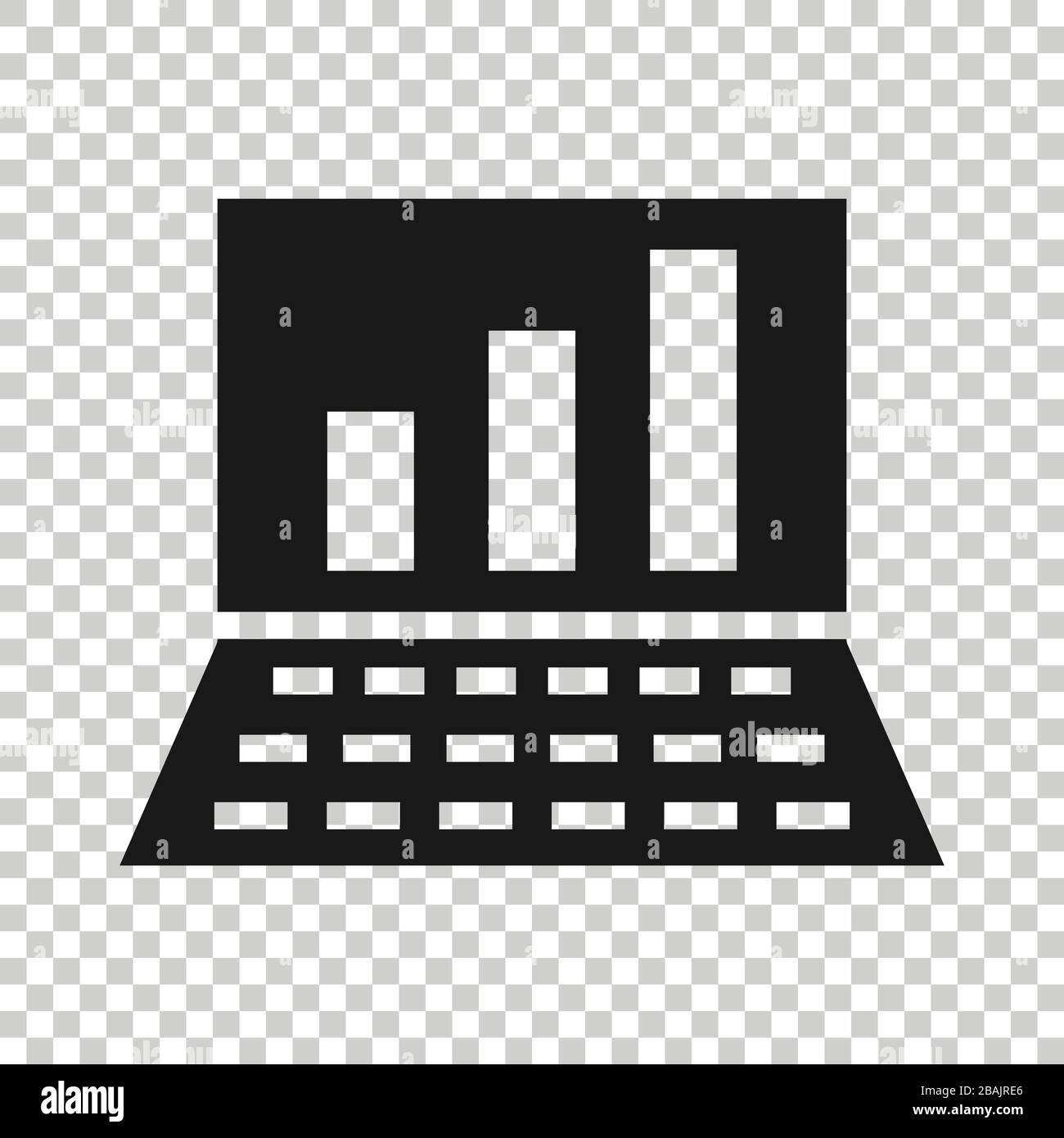 Laptop chart icon in flat style. SEO data vector illustration on white ...