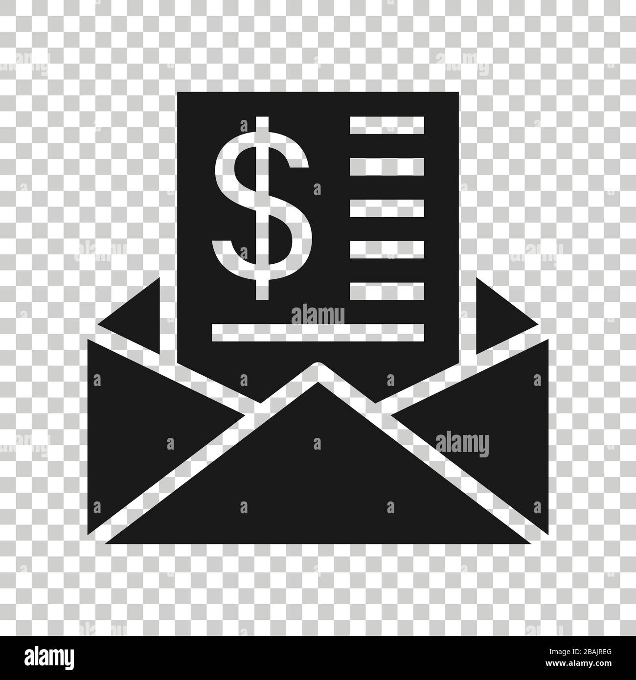 Envelope with money icon in flat style. E-mail cash vector illustration ...