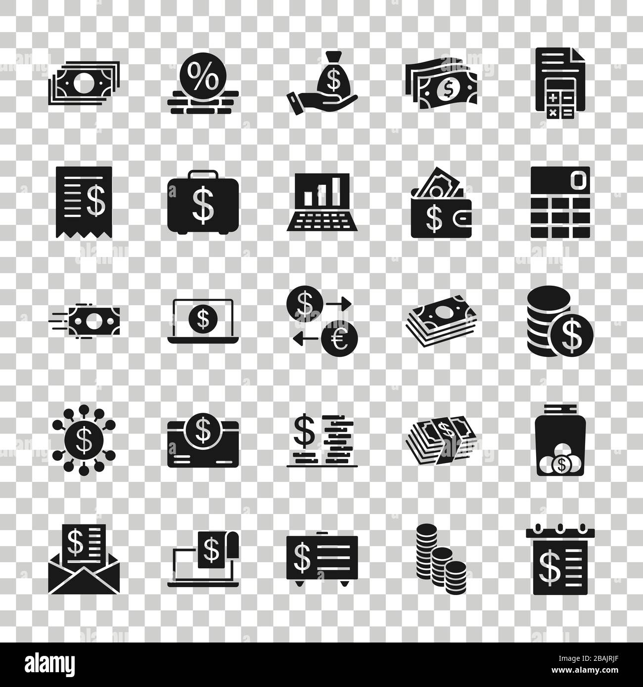 Money finance icon set in flat style. Payment vector illustration on ...