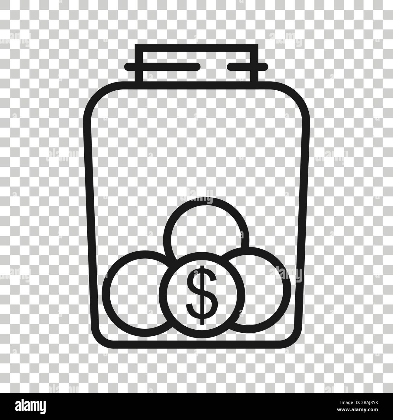 Money box icon in flat style. Coin jar container vector illustration on ...