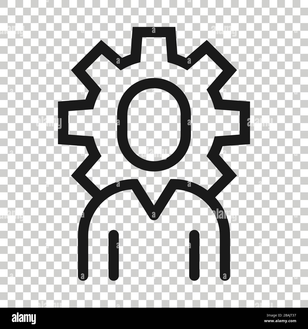 People with gear icon in flat style. Person cogwheel vector ...