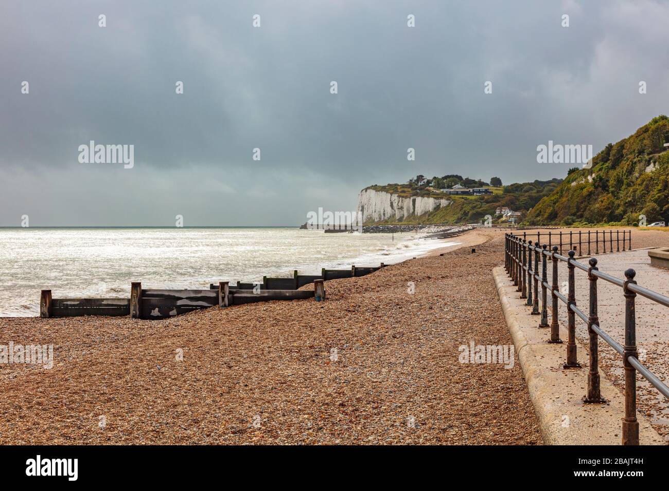 The attractive beach of Kingsdown, between Deal and Dover with views of ...